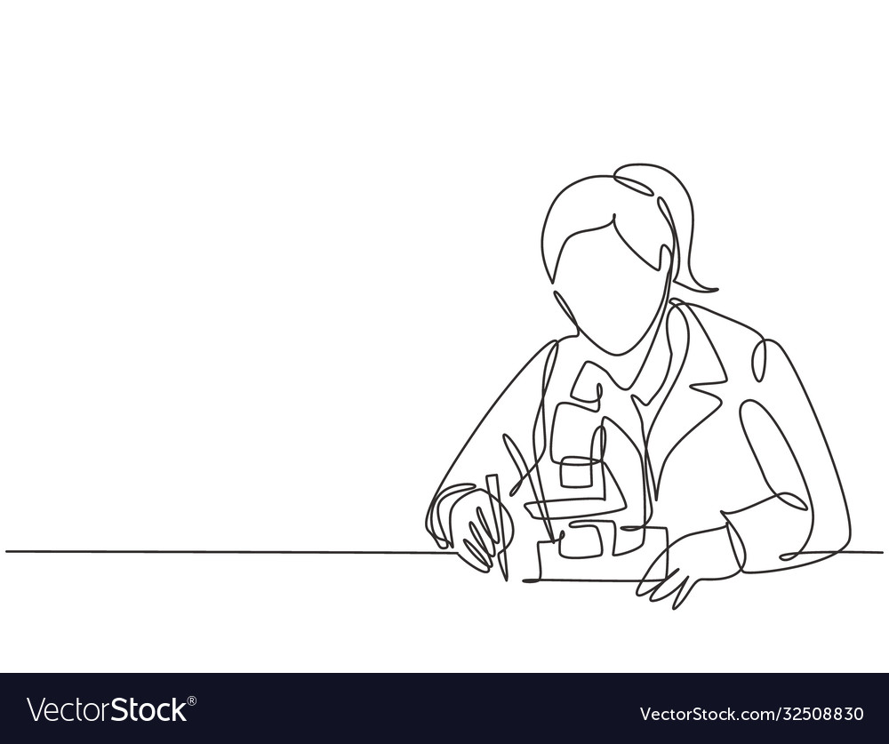 One continuous line drawing young female Vector Image