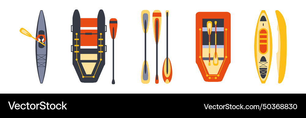 Raft and kayak activity with boat oar Royalty Free Vector