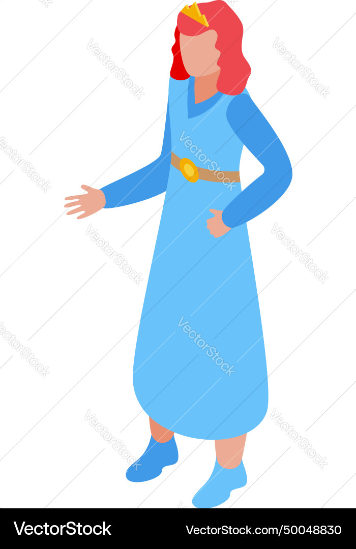 Small cute princess icon isometric beauty Vector Image