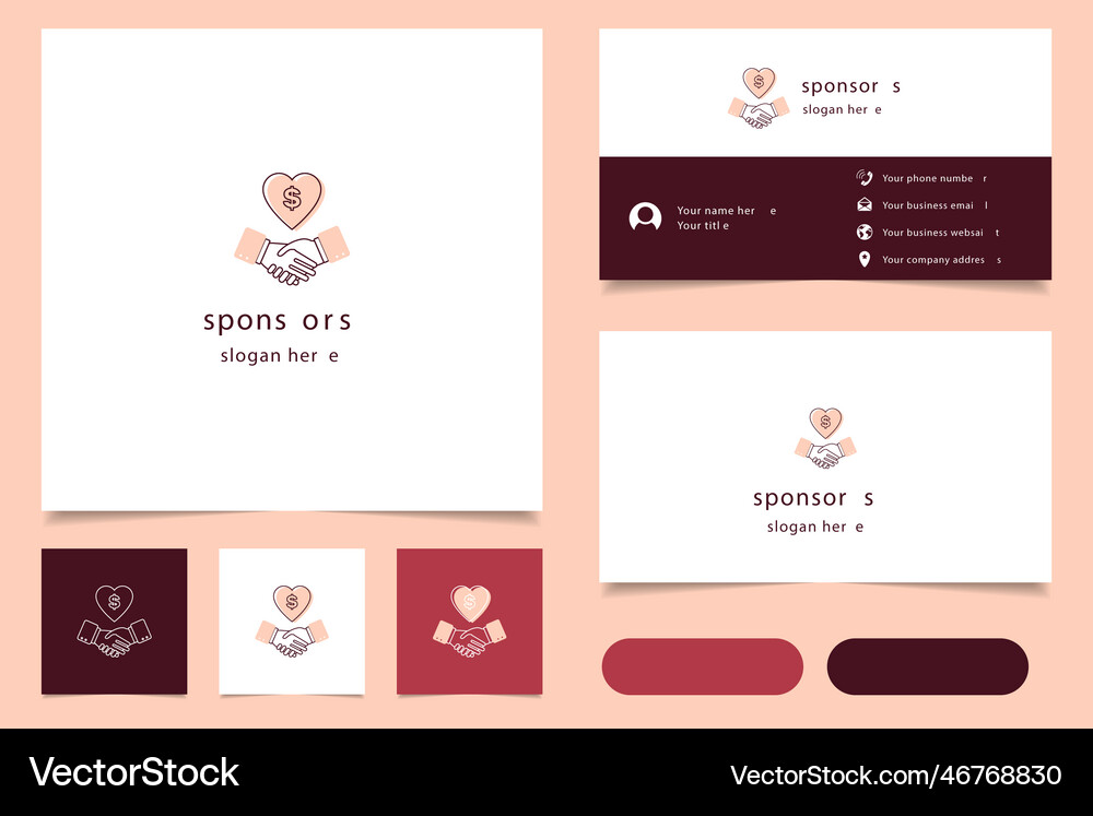 Sponsors logo design with editable slogan Vector Image