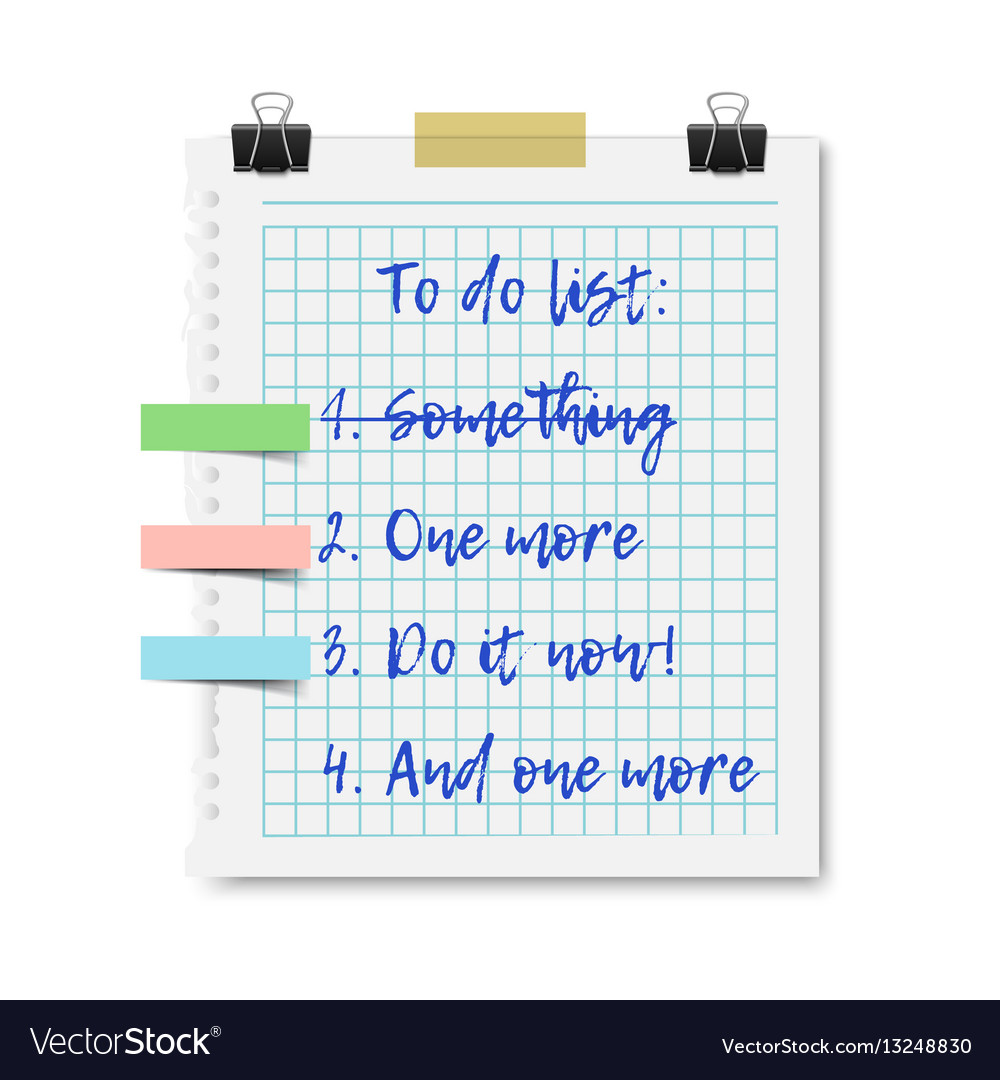 To do list on a notepad paper Royalty Free Vector Image