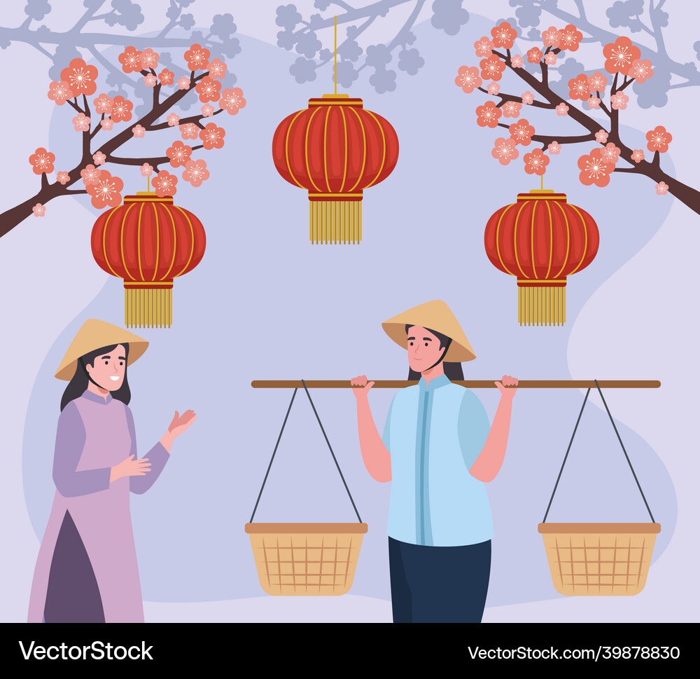 Vietnamese women smiling Royalty Free Vector Image