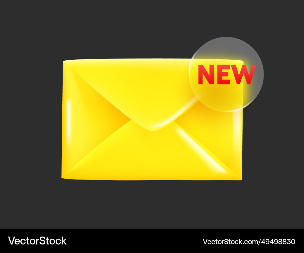 Yellow envelope with new label Royalty Free Vector Image