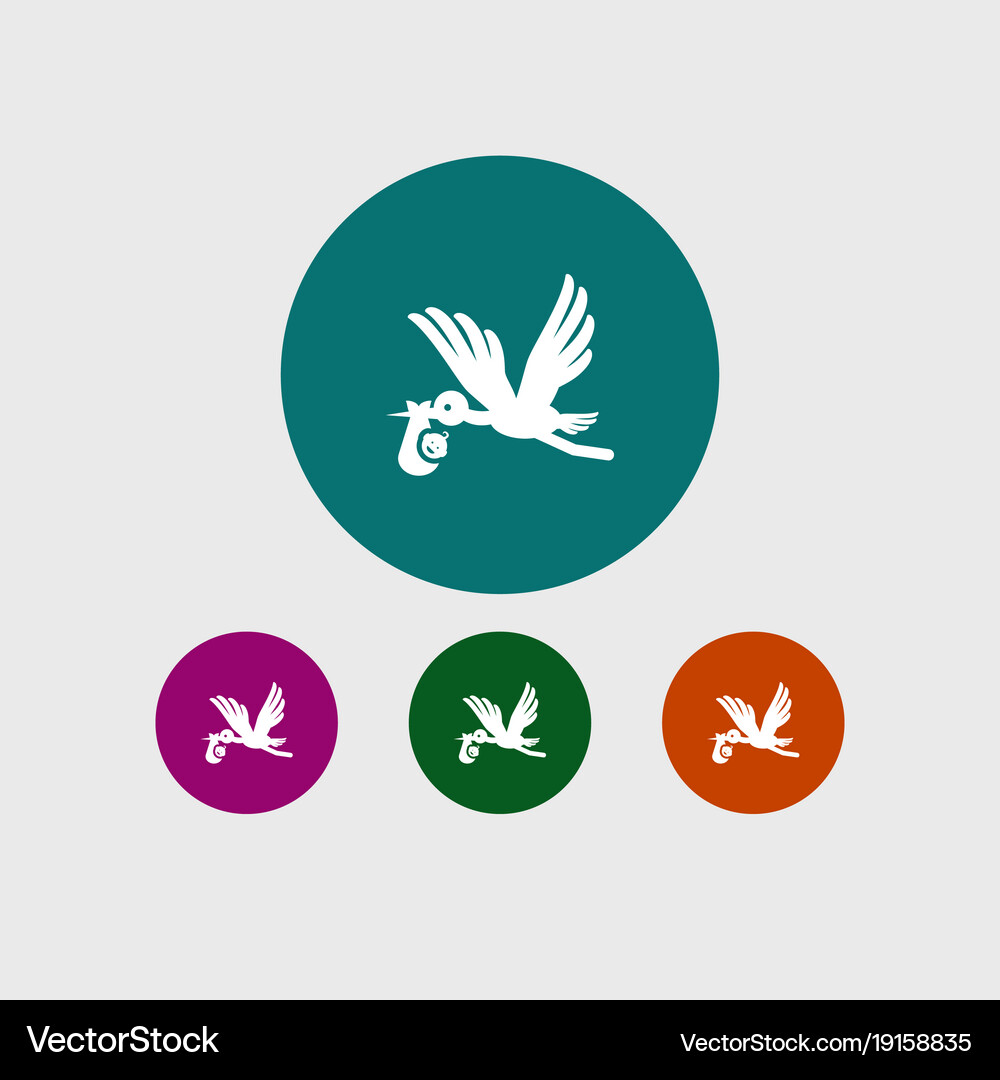 Baby and stork icon simple Royalty Free Vector Image