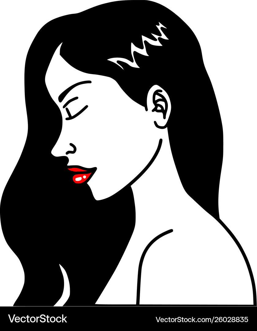 Beautiful woman looking down Royalty Free Vector Image