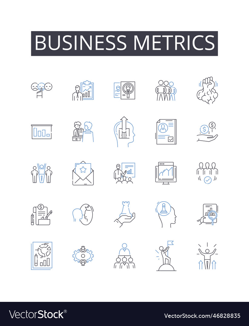 Business metrics line icons collection Royalty Free Vector
