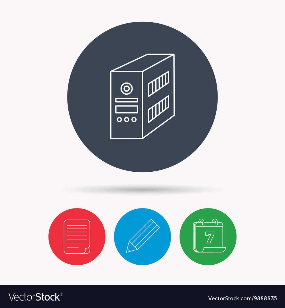 Computer server icon pc case or tower sign Vector Image