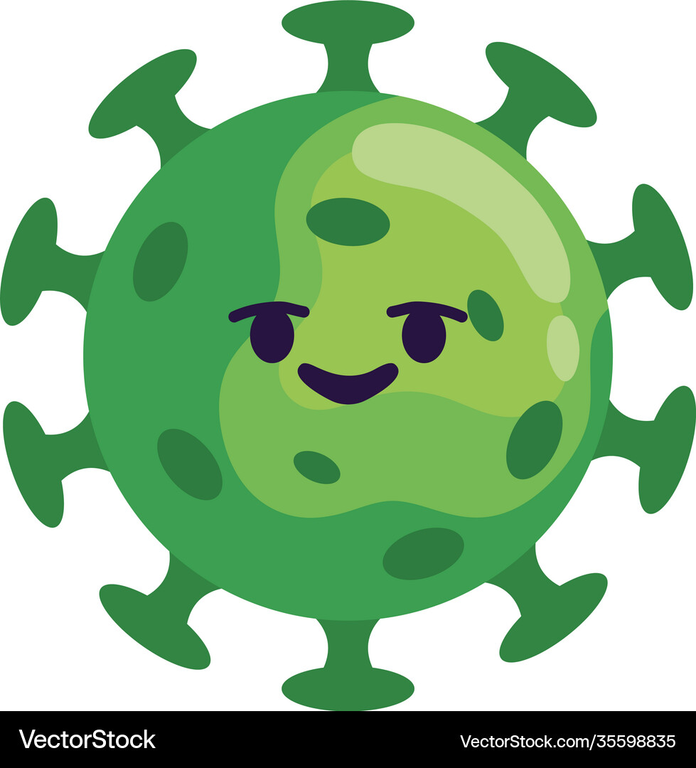 Covid19 particle comic character green icon Vector Image