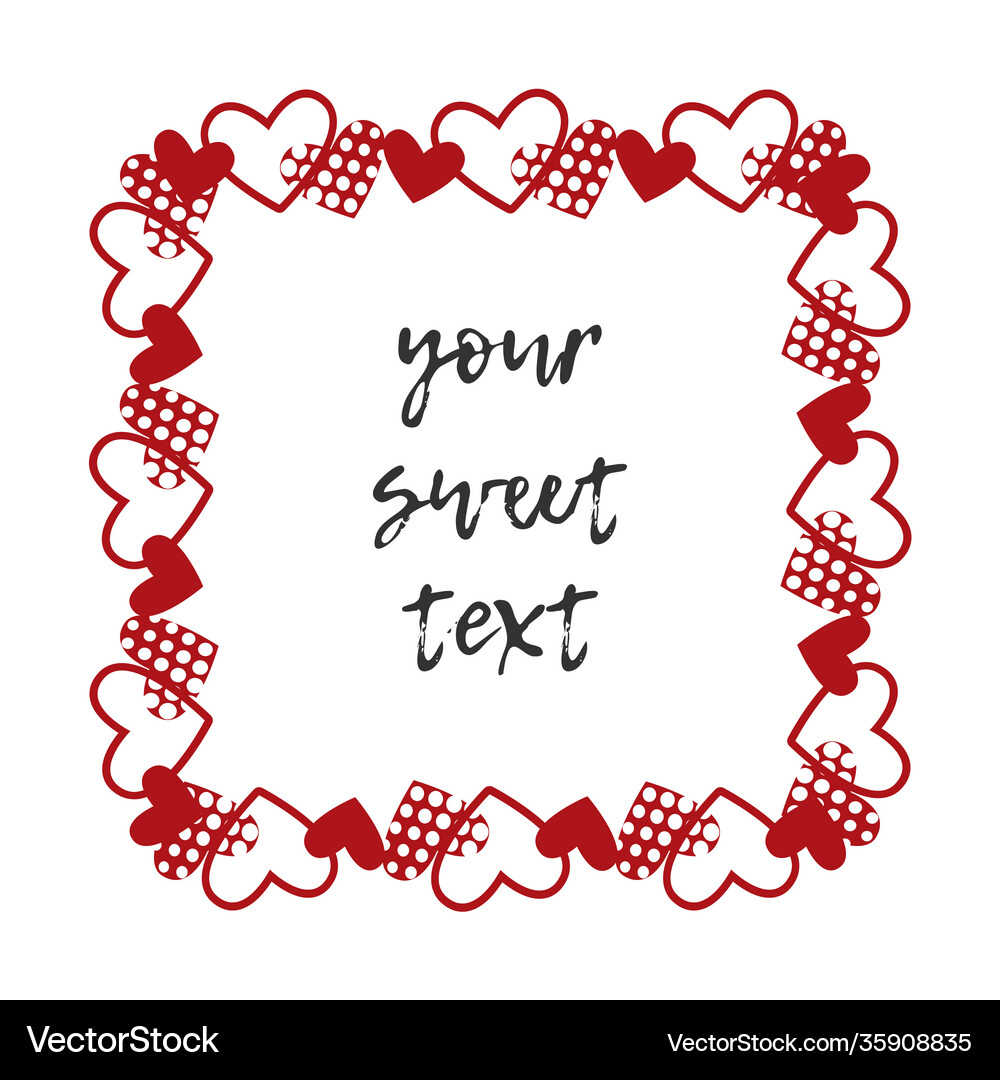 Decorative frame with heart shapes ornate square Vector Image