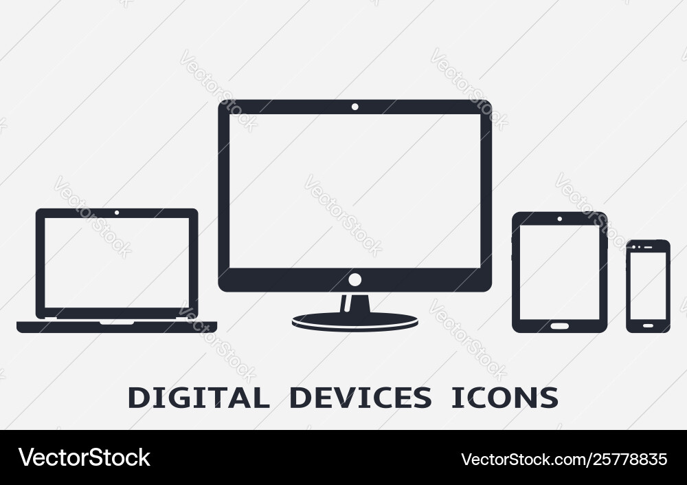 Digital device icons smart phone tablet laptop Vector Image