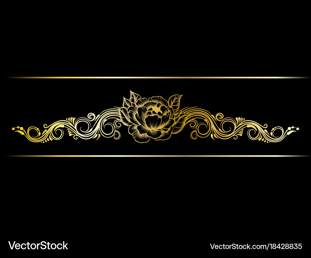 Gold indian line art border Royalty Free Vector Image