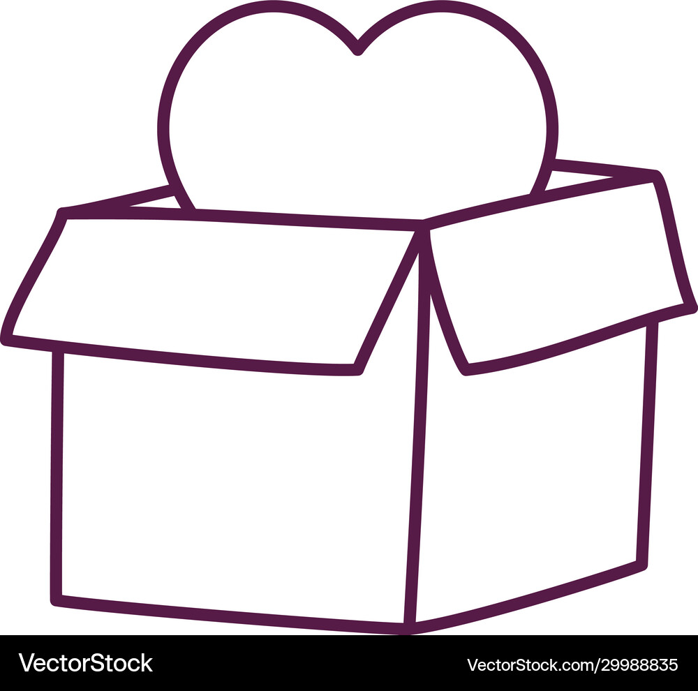 Isolated heart inside box line style icon Vector Image