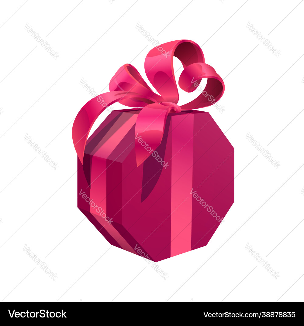 Pink birthday gift box holiday present Royalty Free Vector
