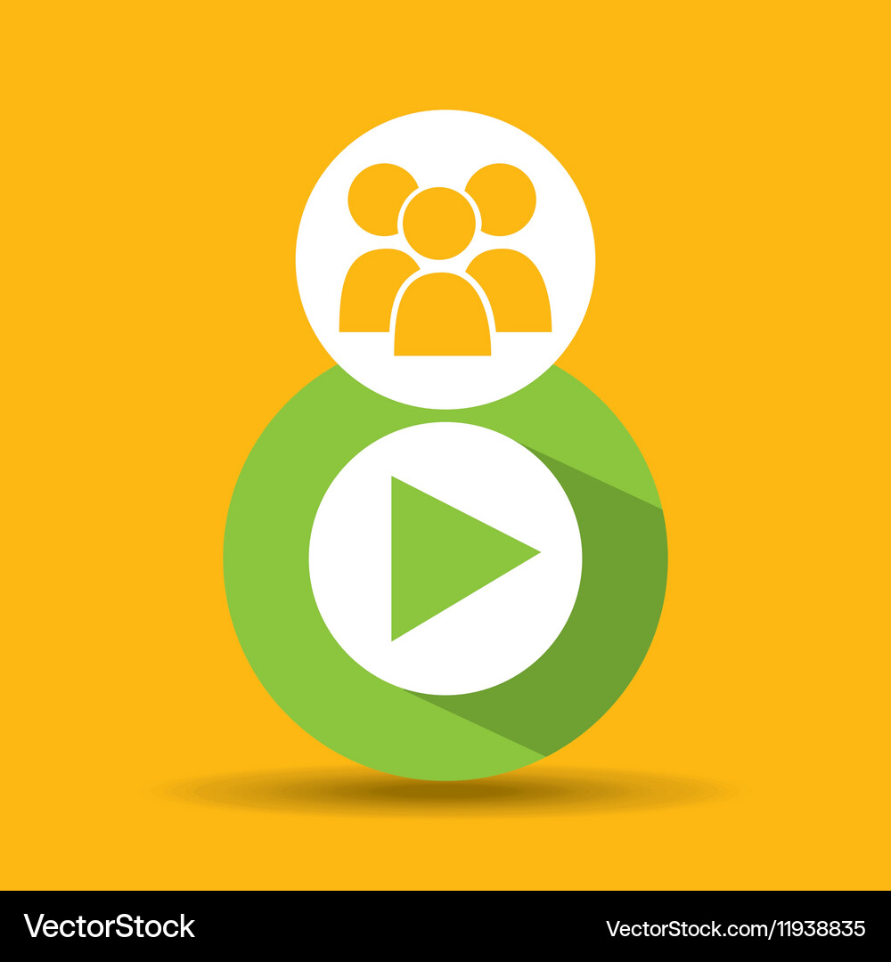 Social media group video player design Royalty Free Vector