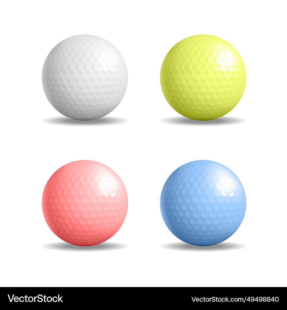 3d different color golf ball set cartoon style Vector Image