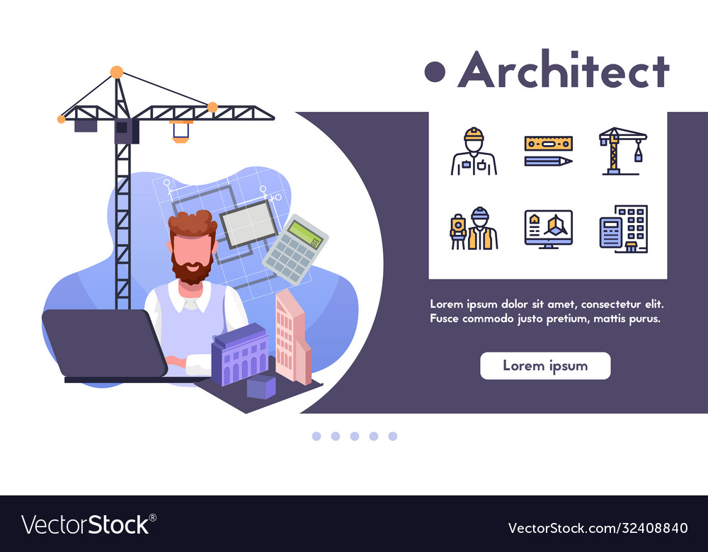Architect profession flat Royalty Free Vector Image