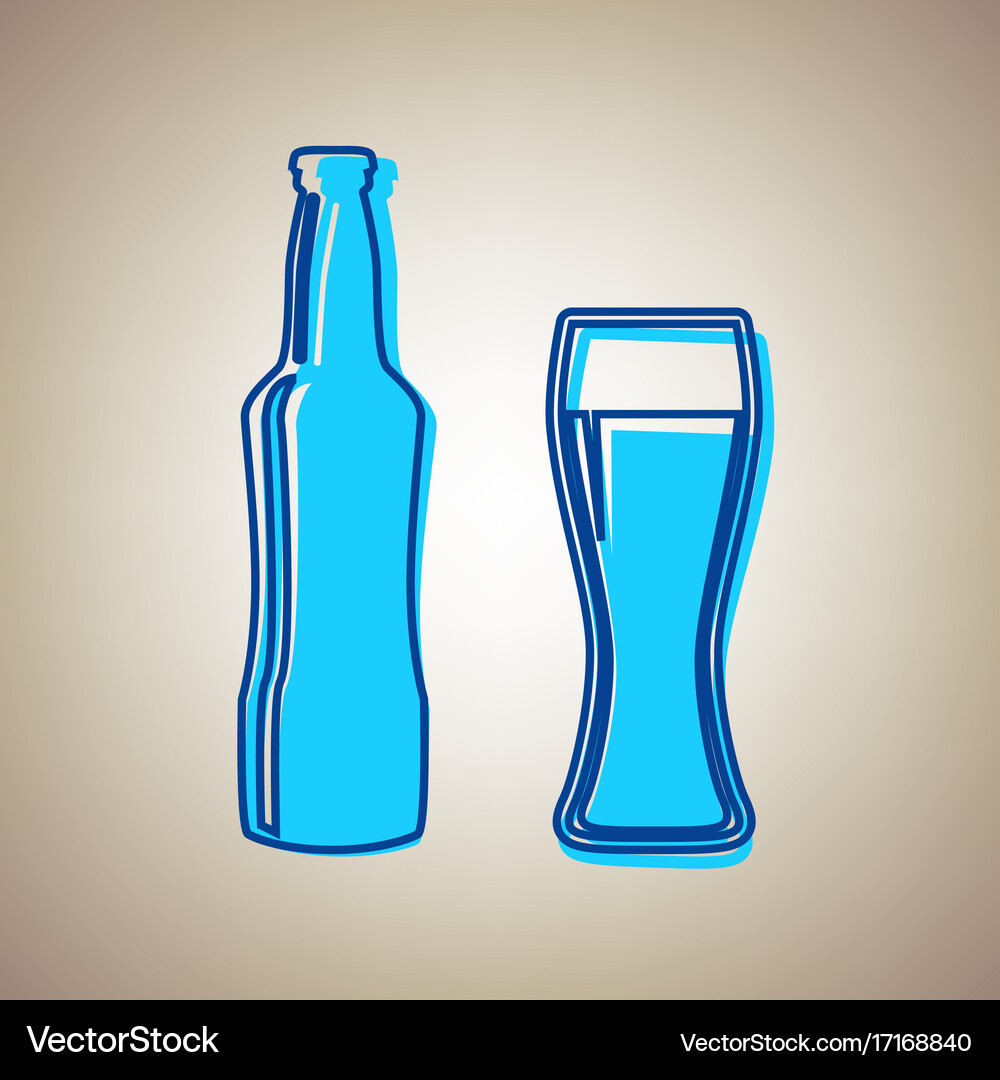 Beer bottle sign sky blue icon Royalty Free Vector Image