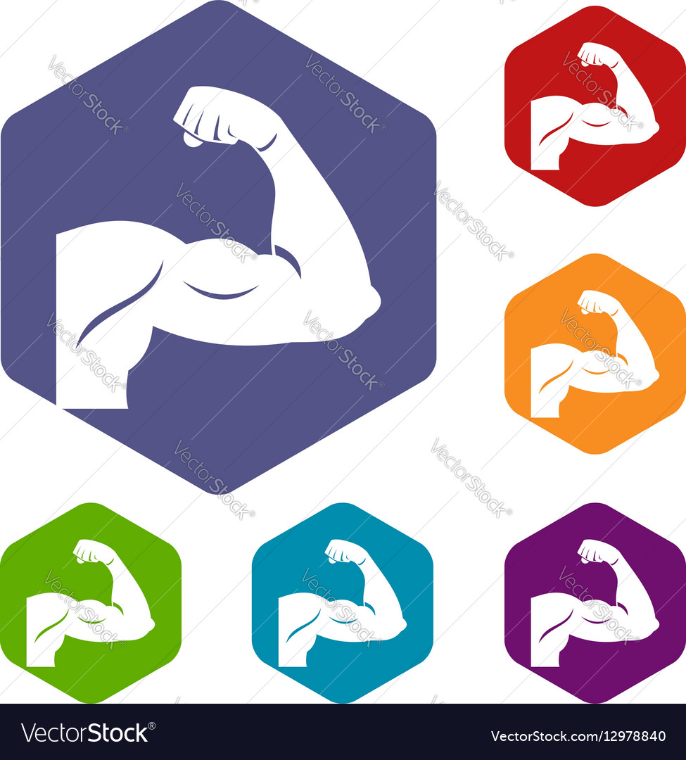 Biceps icons set Royalty Free Vector Image - VectorStock