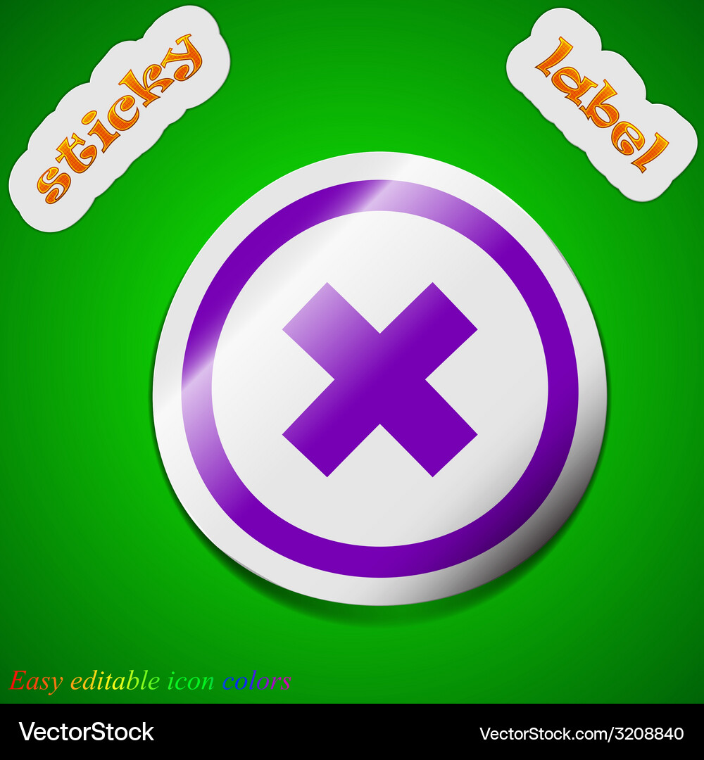 Cancel icon sign symbol chic colored sticky label Vector Image