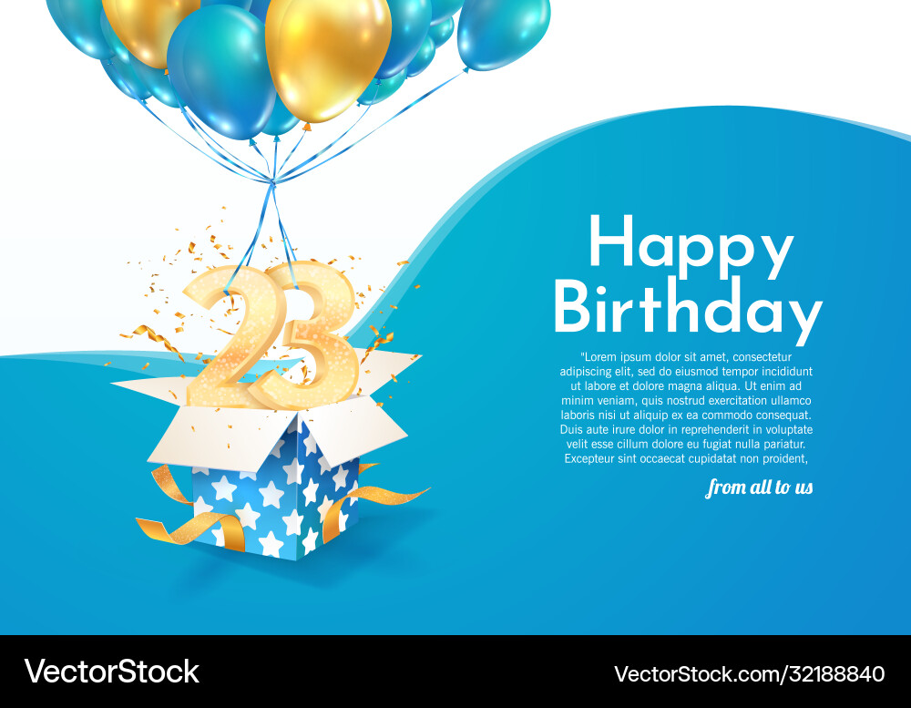 Celebrating 23 rd years birthday Royalty Free Vector Image