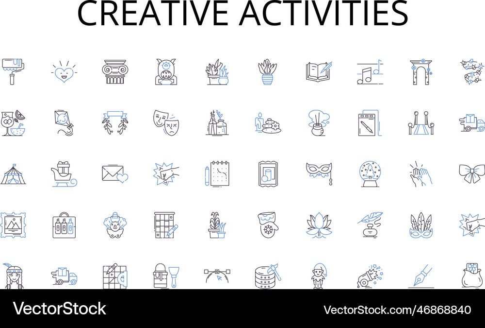 Creative activities line icons collection growth Vector Image
