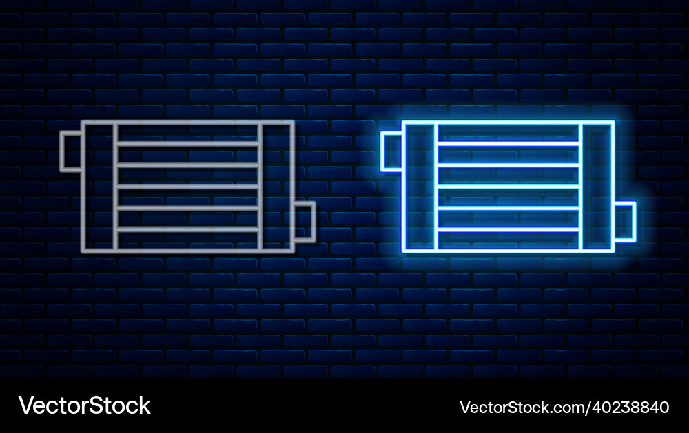 Glowing neon line car radiator cooling system icon