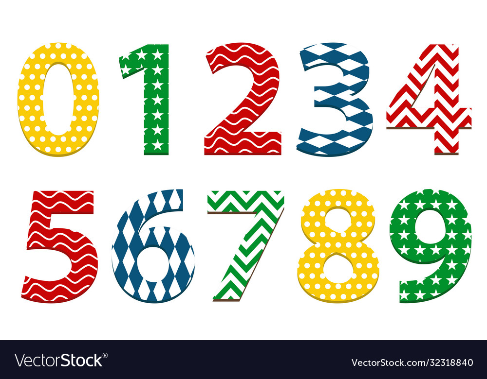 Kids fun colorful numbers collection Royalty Free Vector