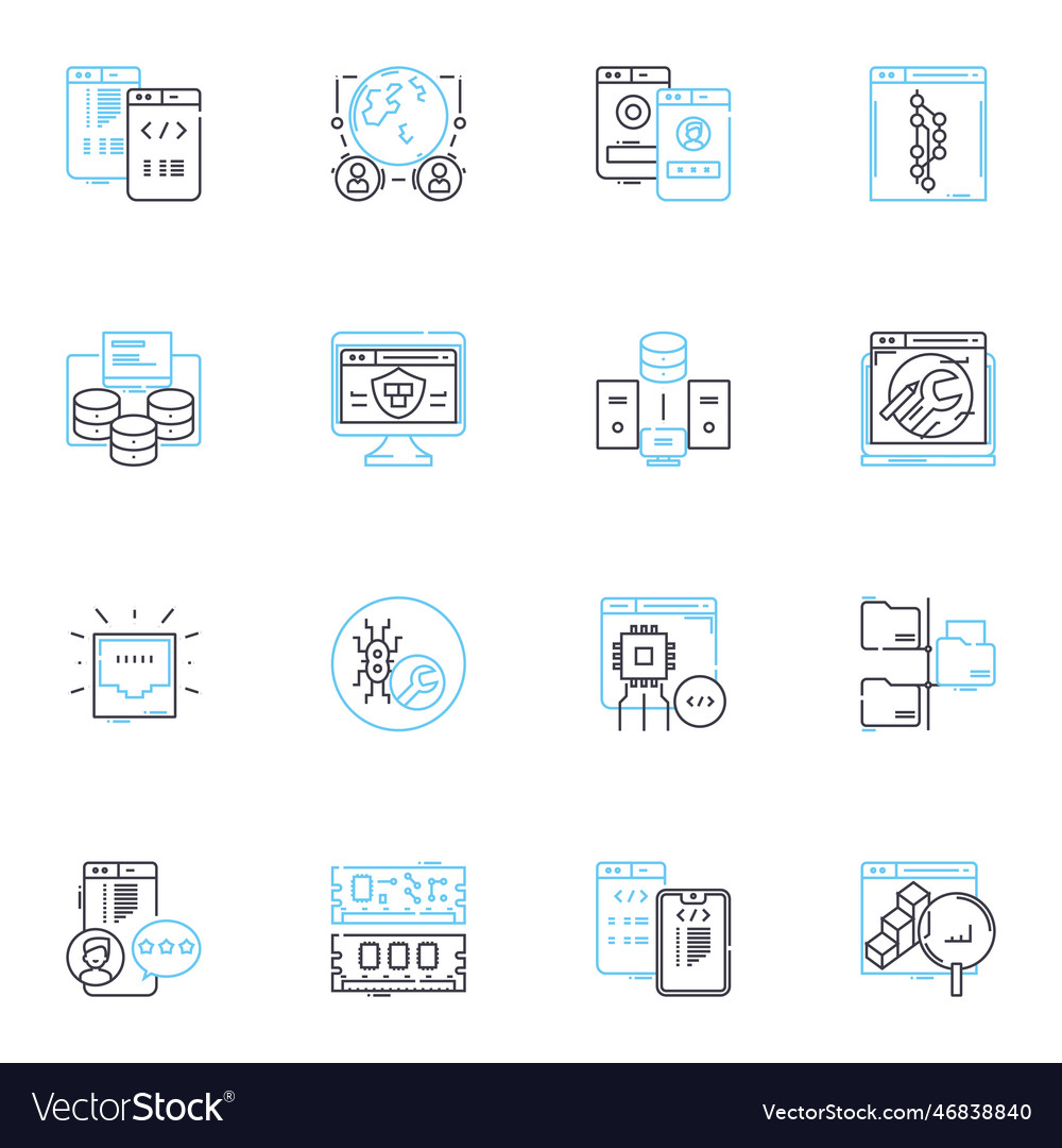 Online technology linear icons set internet Vector Image