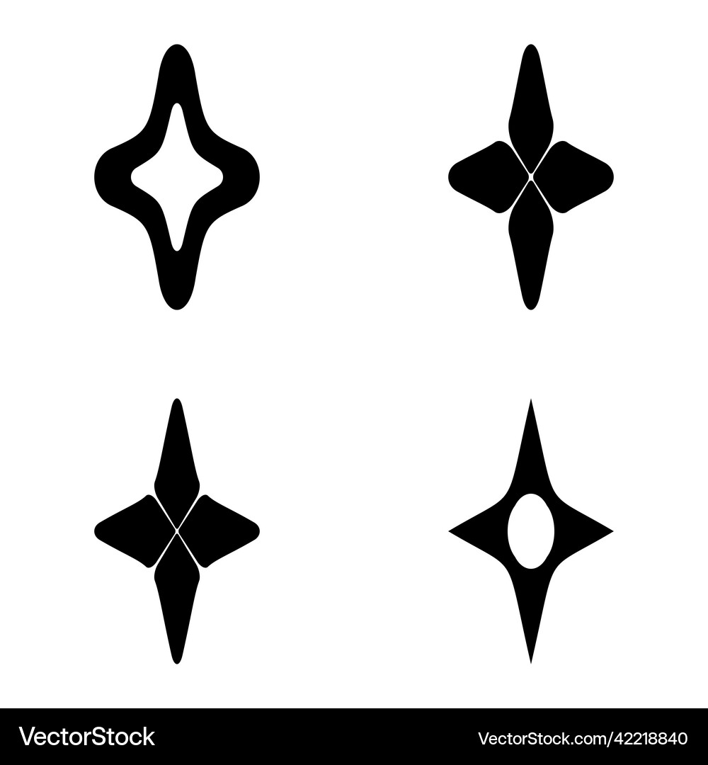Rhombic star3 flat icon set isolated on white Vector Image