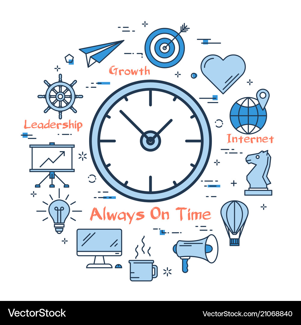 Round linear concept of good time planning Vector Image