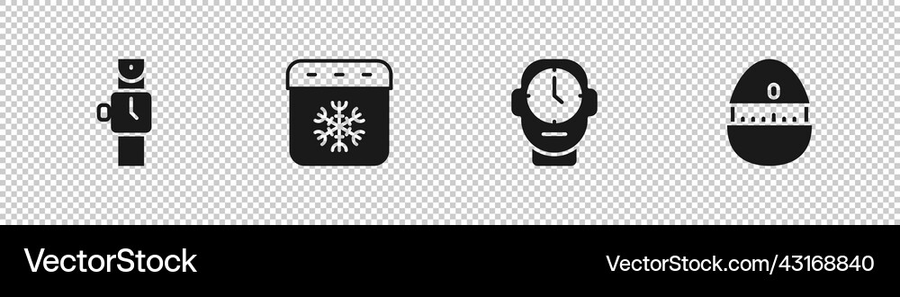 Set wrist watch calendar winter clock Royalty Free Vector