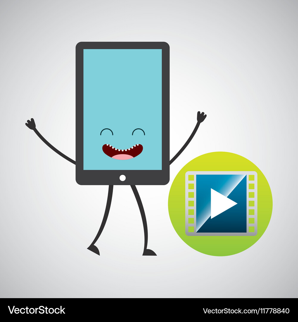 Smartphone character and video player Royalty Free Vector