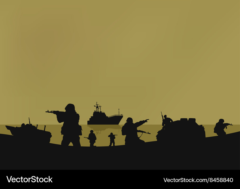 Soldiers going to attack and helicopters Vector Image