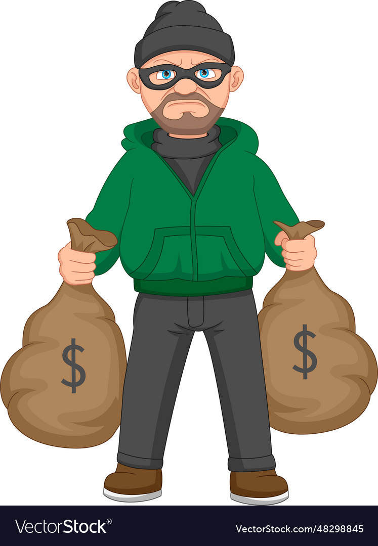 Cartoon thief running away Royalty Free Vector Image Cartoon thief running away Royalty Free Vector Image