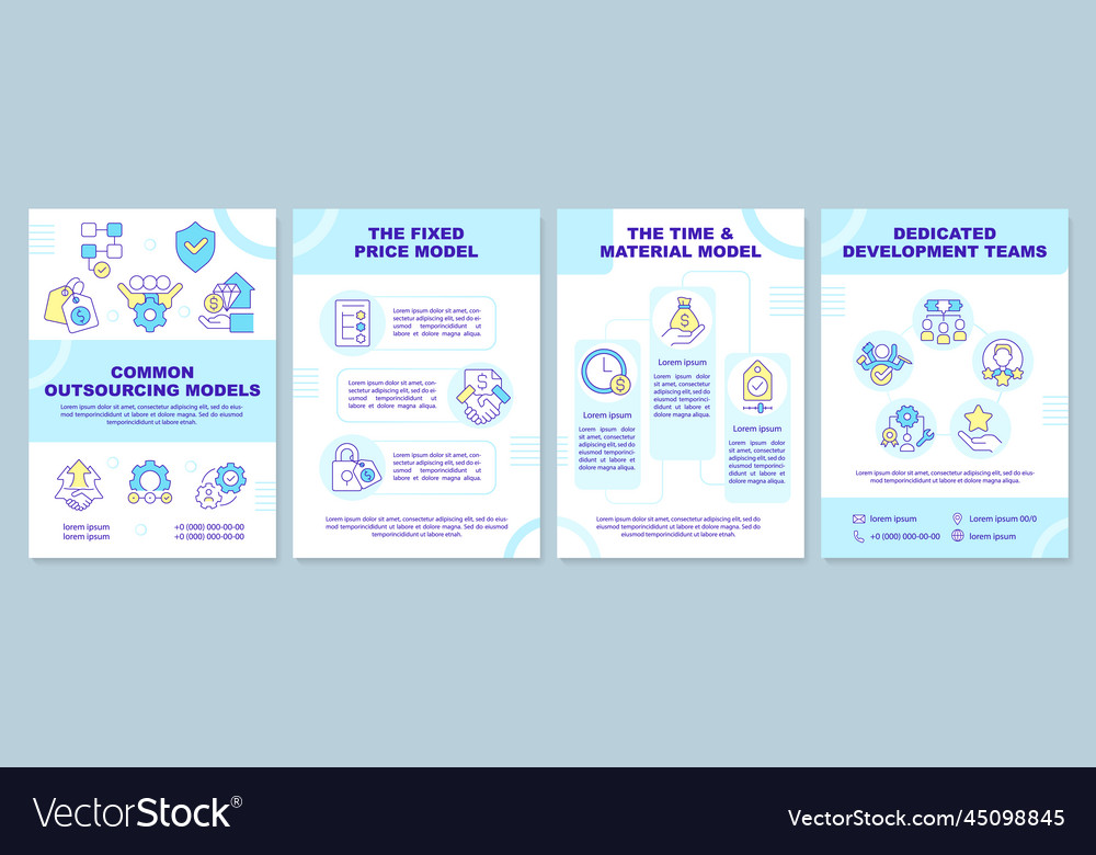Common Outsourcing Models In It Blue Brochure Vector Image