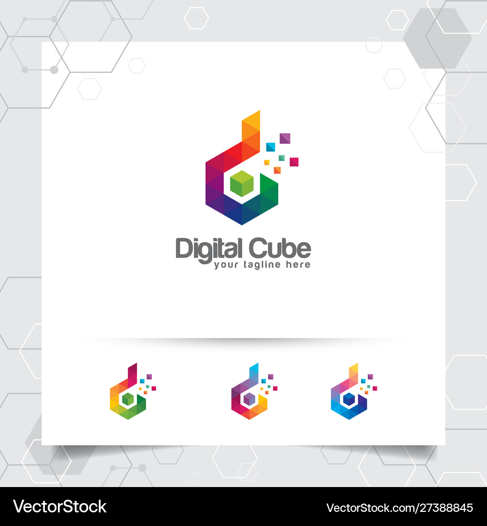 Digital logo design letter d concept with modern Vector Image