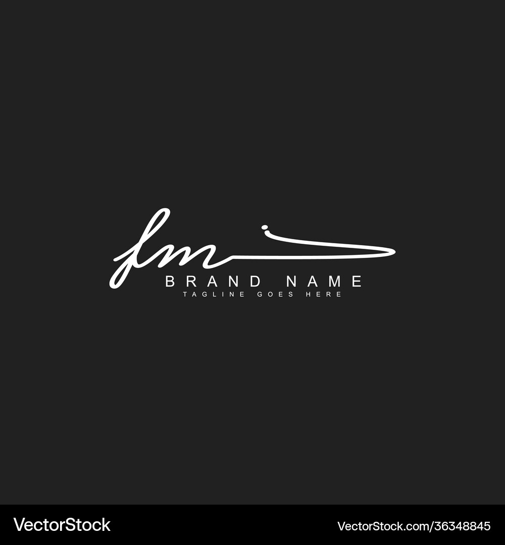 Fm signature logo - hand drawn for initials Vector Image