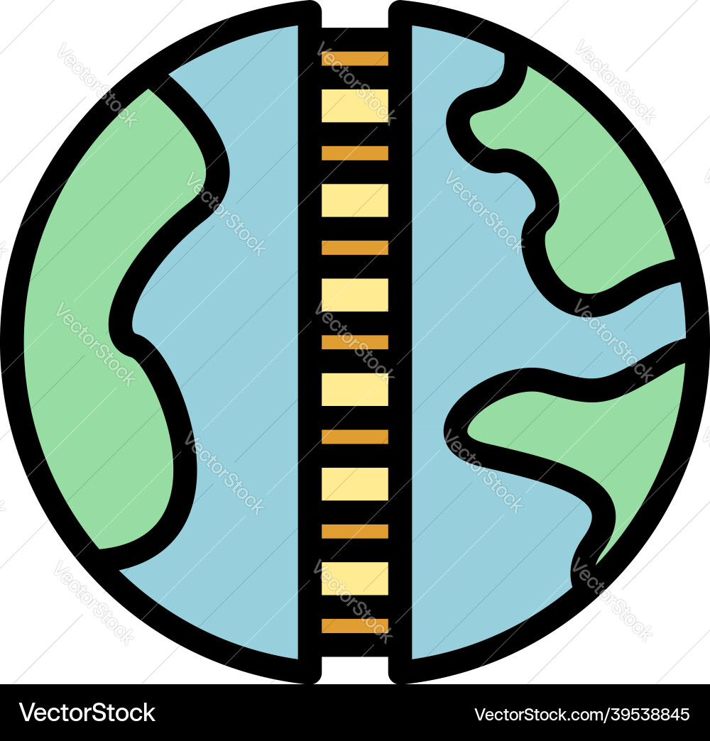 Global interaction icon color outline Royalty Free Vector