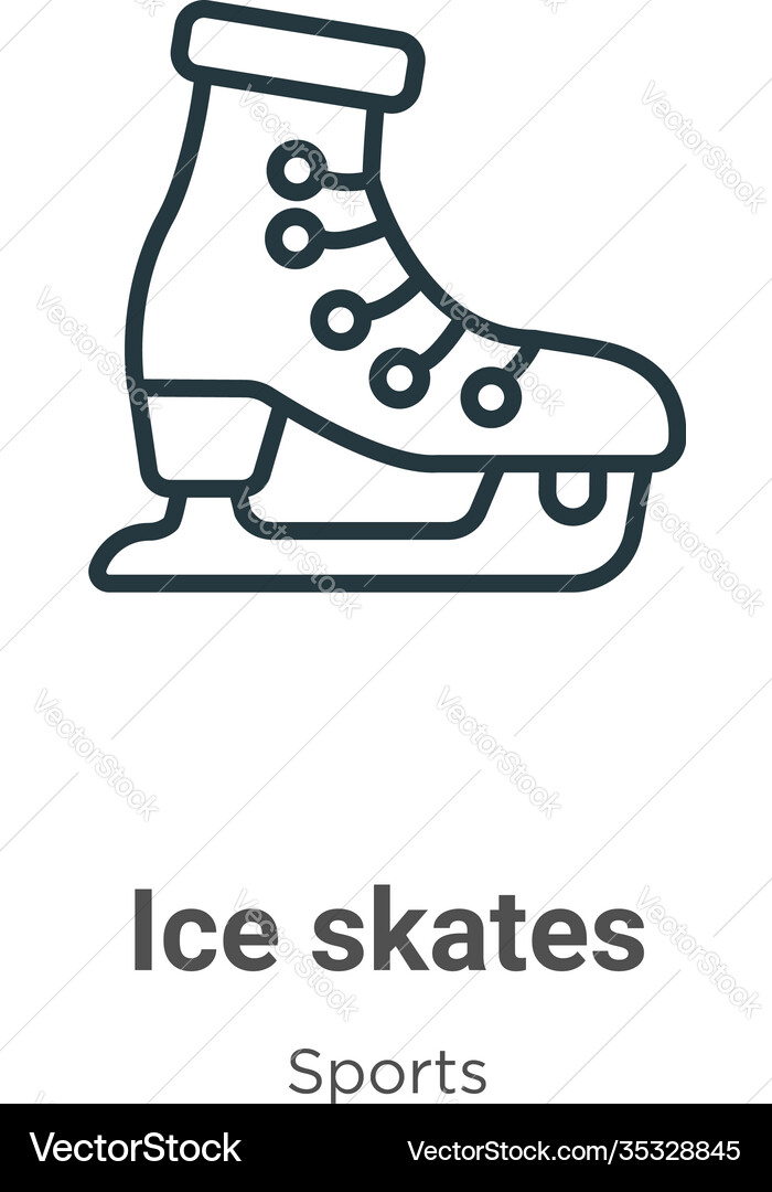 Ice skates outline icon thin line black Royalty Free Vector