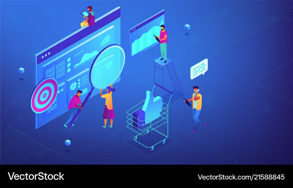 Isometric digital marketing strategy team Vector Image
