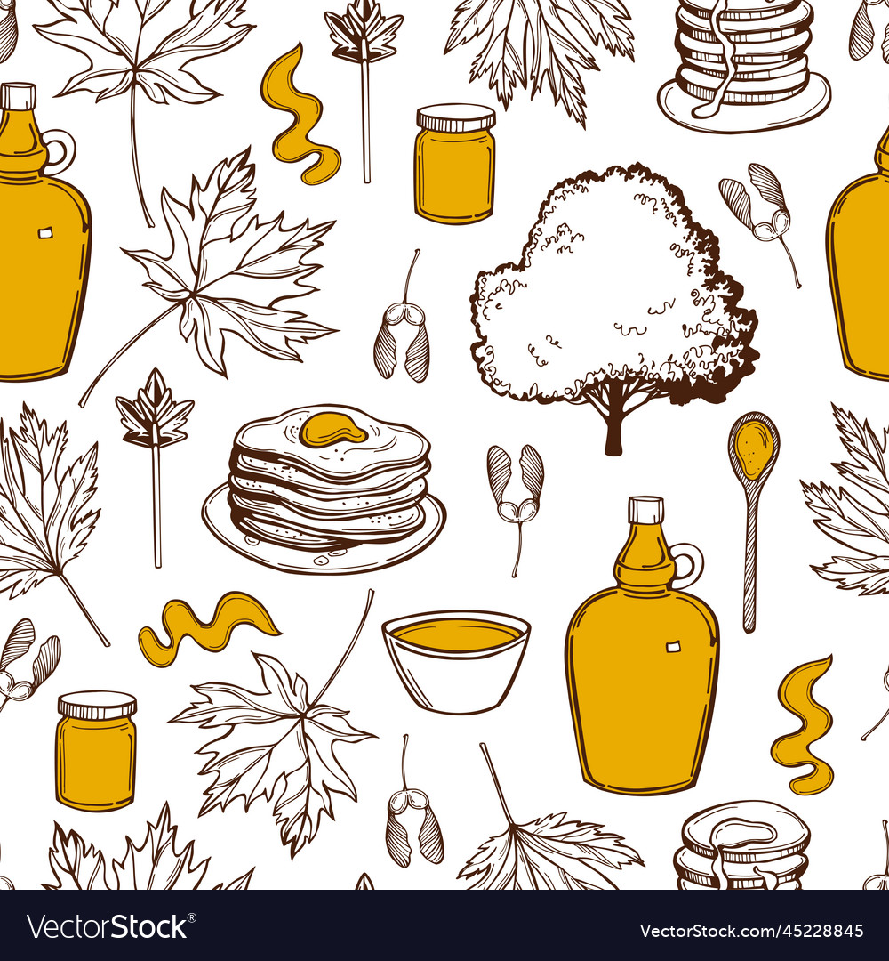 Maple syrup set pattern Royalty Free Vector Image