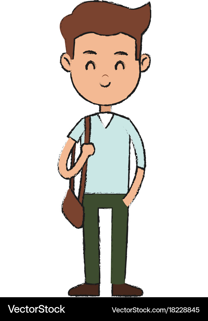Student carrying bag cartoon icon image Royalty Free Vector