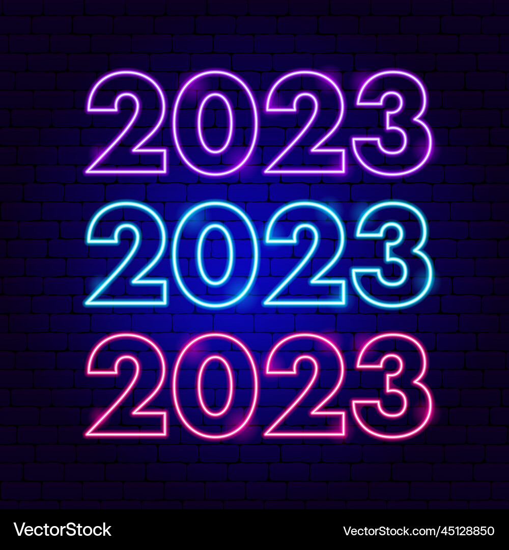 2023 set neon new year Royalty Free Vector Image