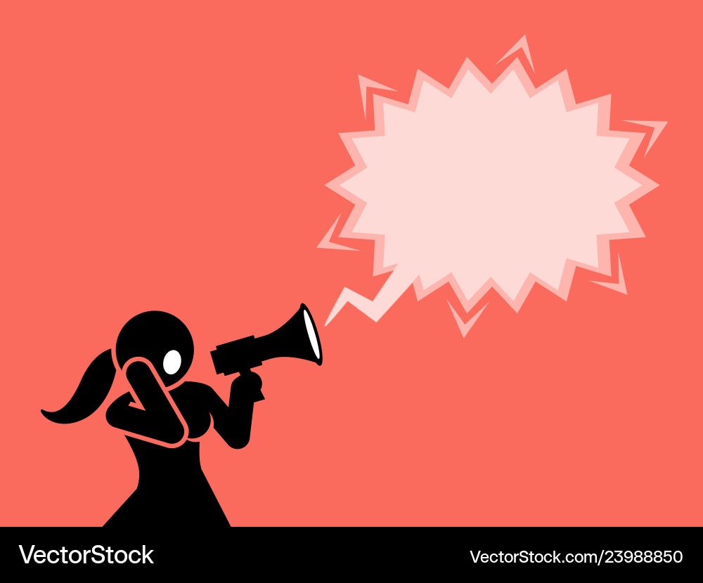 A woman shouting through megaphone Royalty Free Vector Image