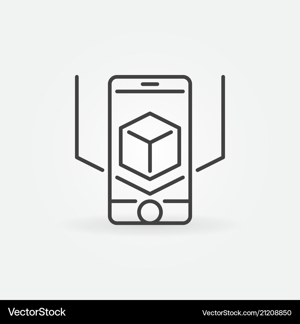 Ar smart-phone icon in thin line style Royalty Free Vector