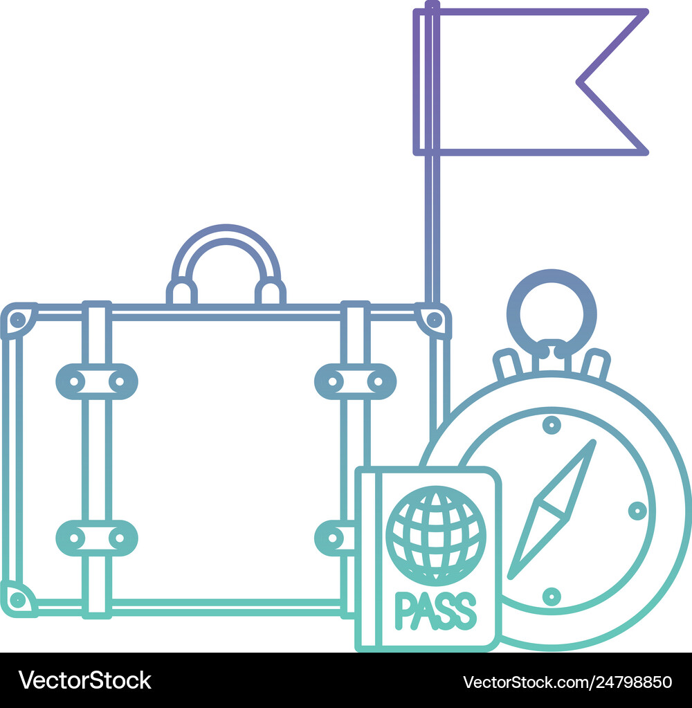 Compass guide with travel set icons Royalty Free Vector