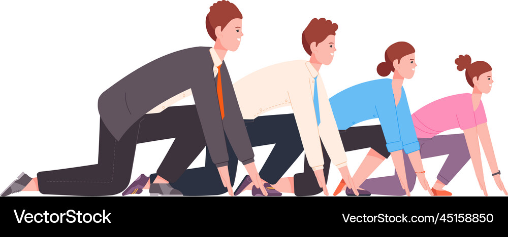 Corporate workers ready to race team work Vector Image
