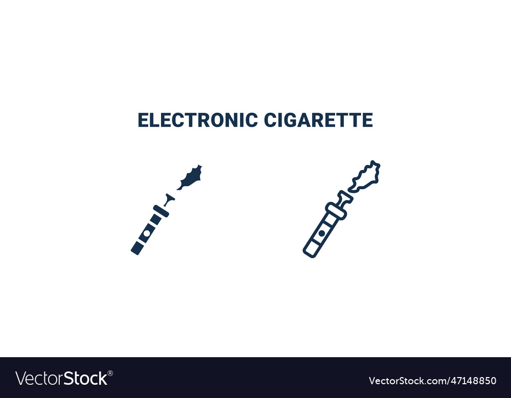 Electronic cigarette icon outline and filled Vector Image