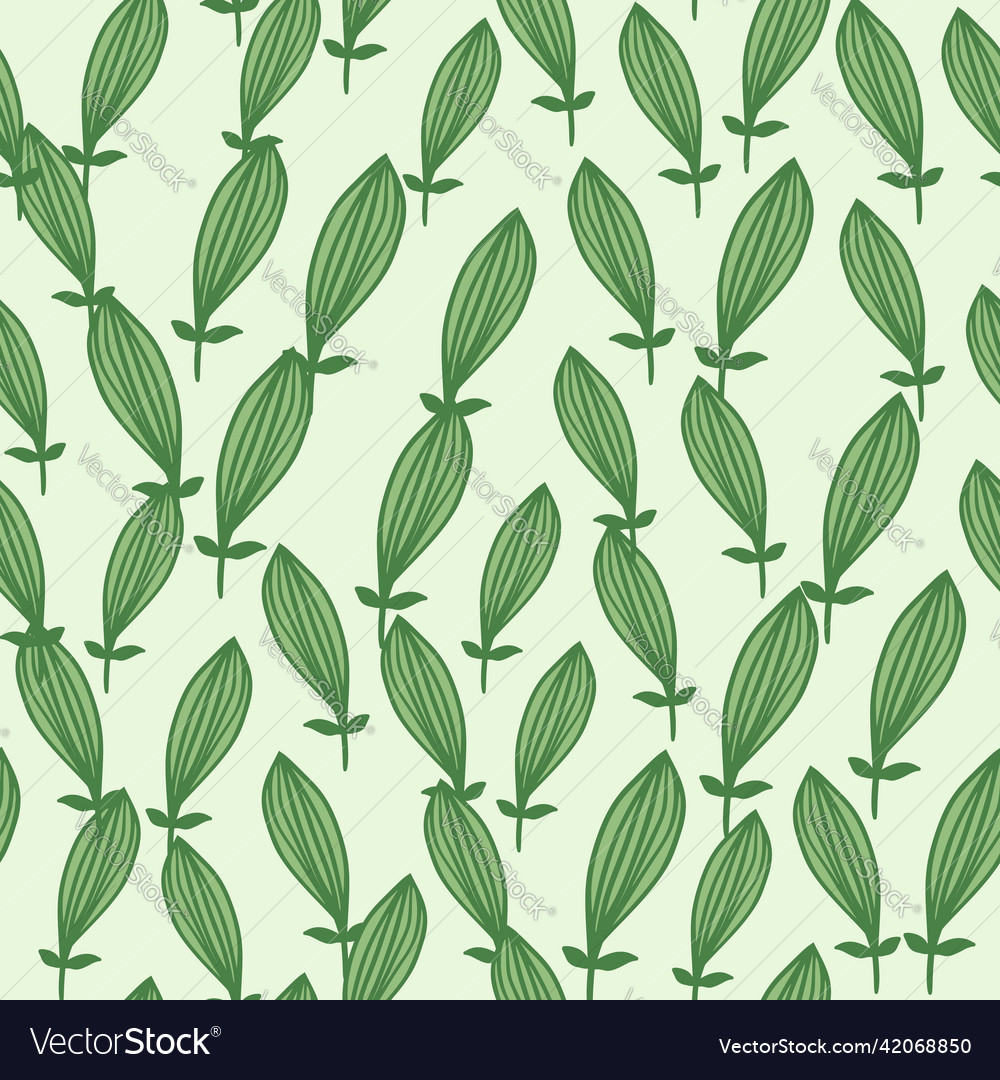 Exotic Outline Leaves Seamless Pattern Nature Vector Image