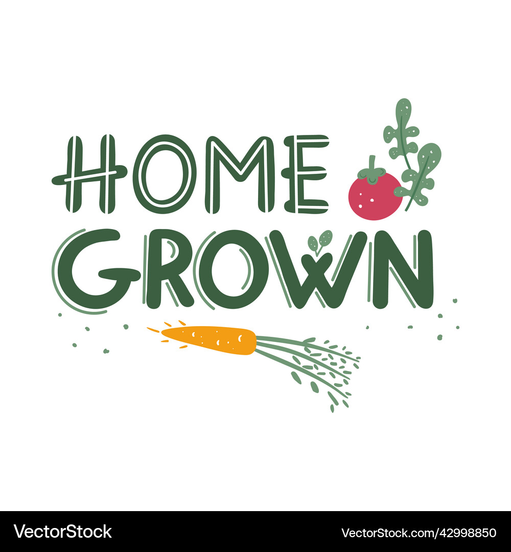 Home Grown Lettering With Vegetables Royalty Free Vector